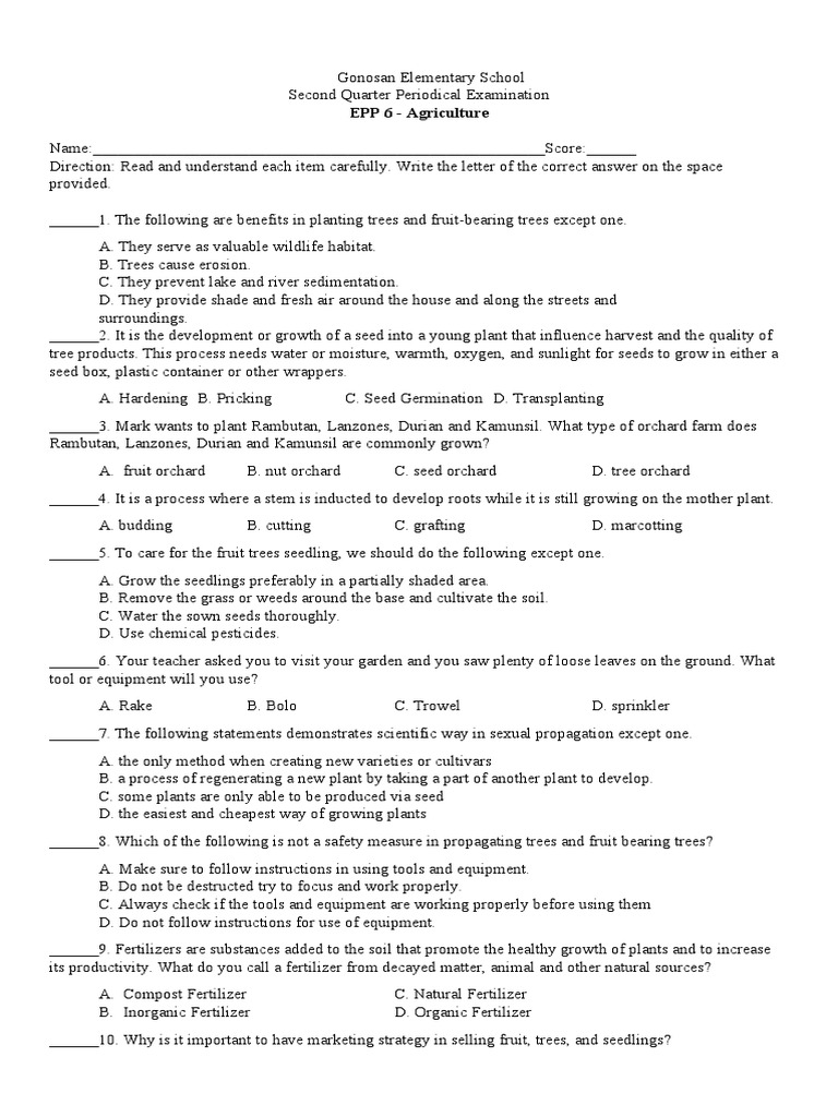 TQ EPP6 Q2 Agri | PDF