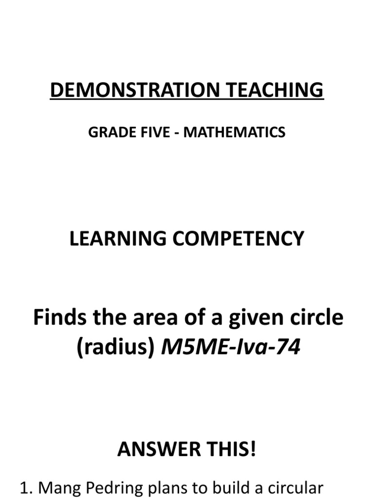Grade 5 Math: Circle Area & Circumference | PDF