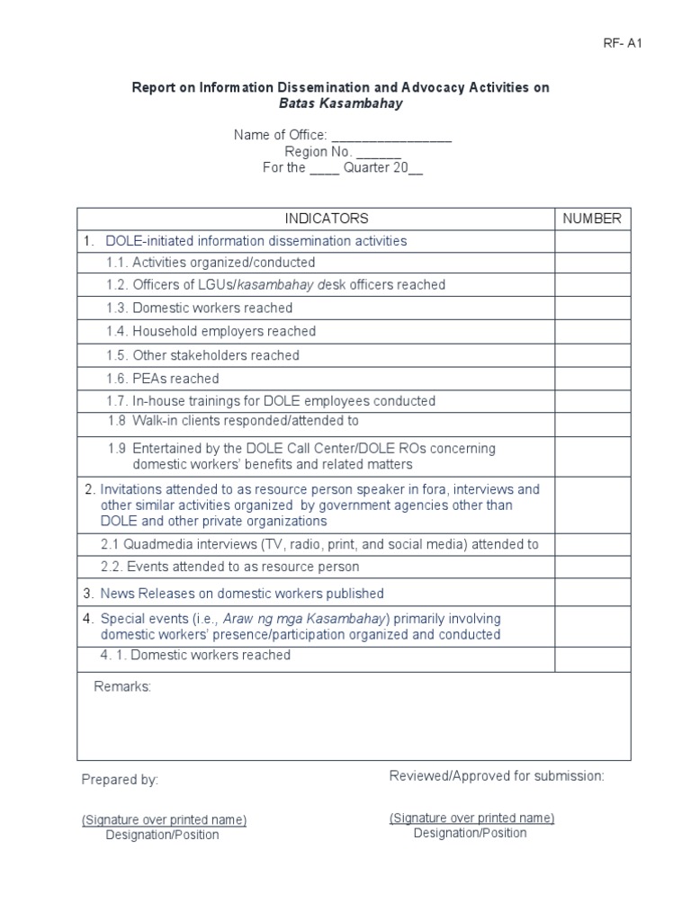Report On Information Dissemination and Advocacy Activities On | PDF ...