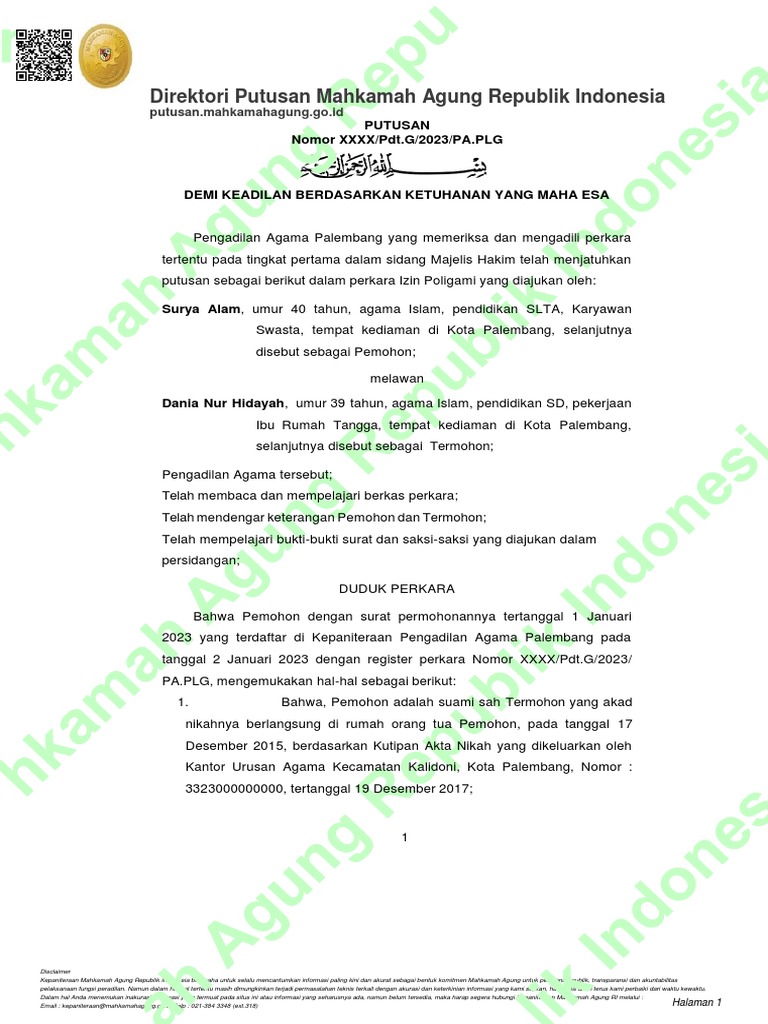 Putusan Poligami Kelompok 1-1 | PDF