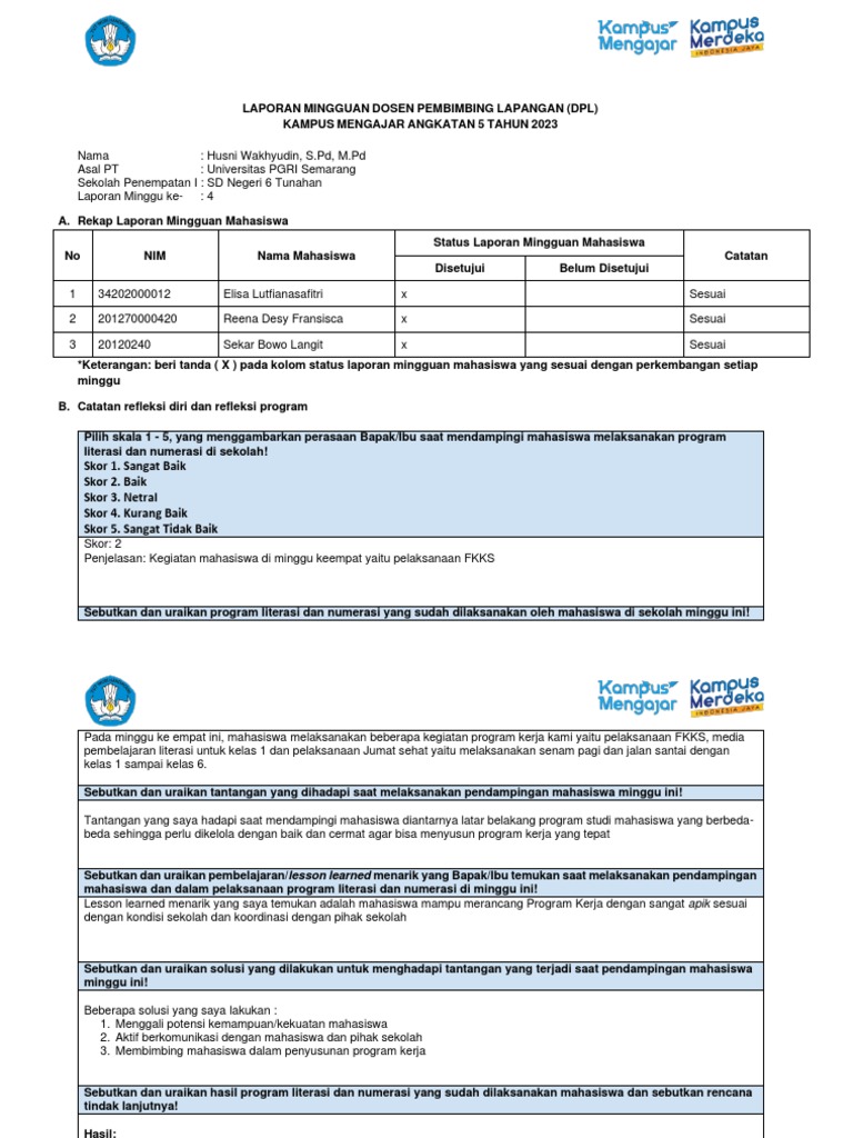 Laporan Minggu 4 Revisi PDF | PDF | Kesehatan Holistik