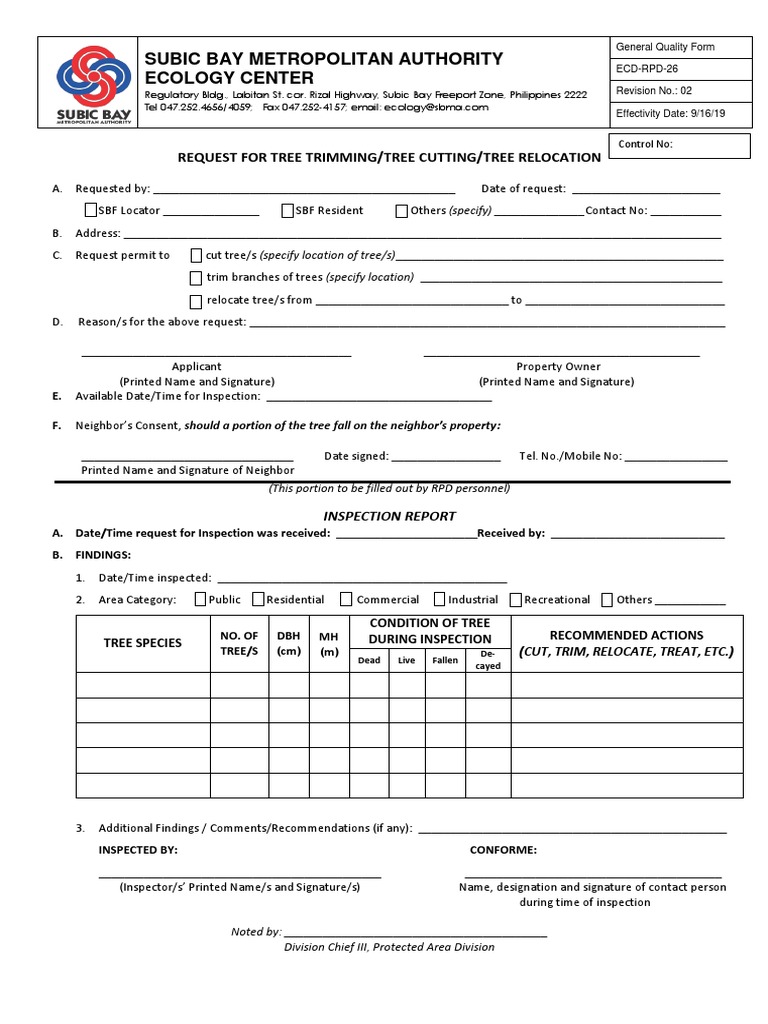 Tree Service Request Form | PDF