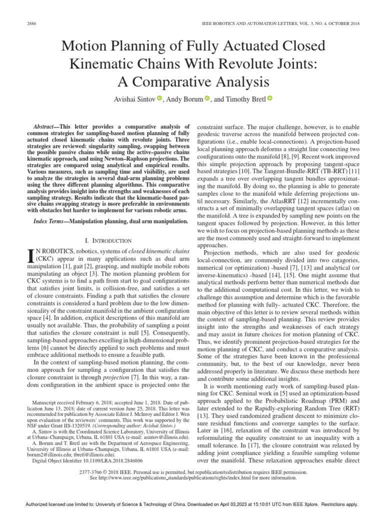 Motion Planning of Fully Actuated Closed Kinematic Chains With Revolute ... Motion Planning of Fully Actuated Closed Kinematic Chains With Revolute ...