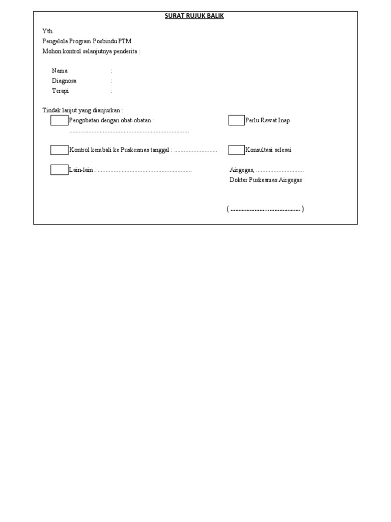 Lembar Rujukan Balik | PDF | Kesehatan Holistik