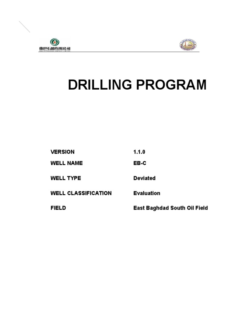 Drilling Program For EB-C Final) | PDF | Petroleum Reservoir | Geology