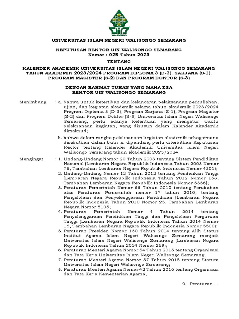 Kalender Akademik 2023-2024 Revisi | PDF