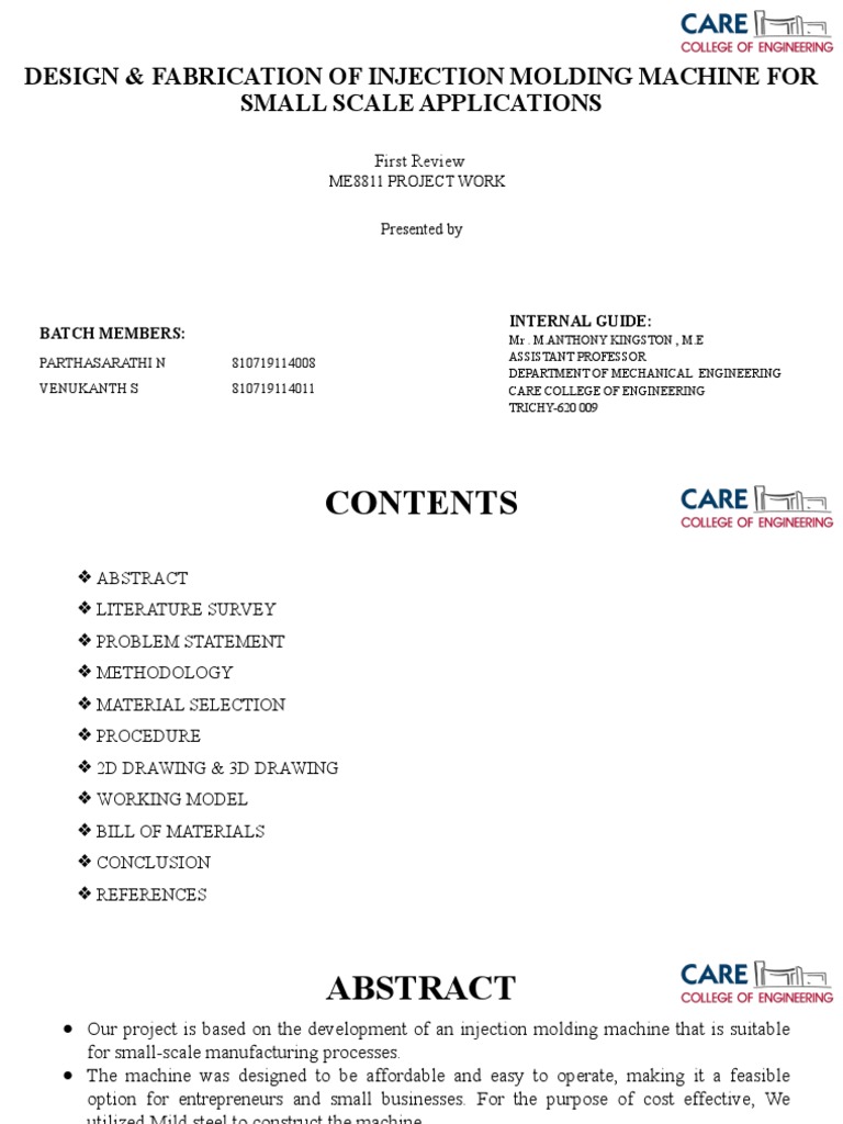 Injection Moulding 2023 Final Year Project | PDF | Engineering ...