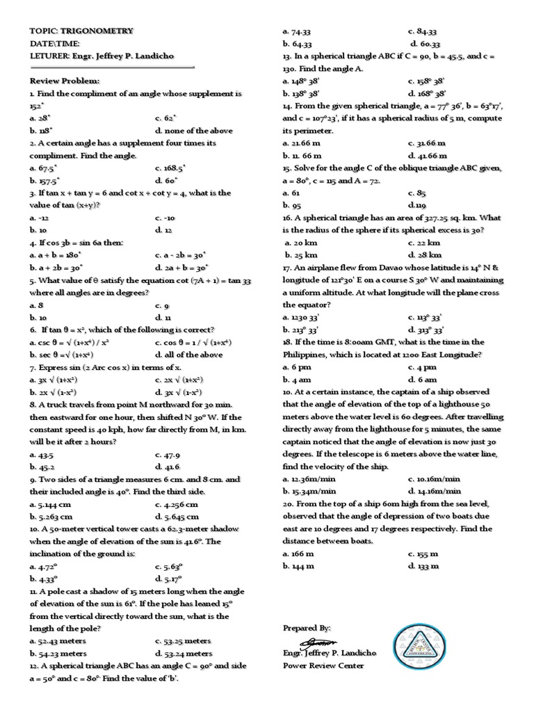 TRIGONOMETRY | PDF | Sphere | Triangle