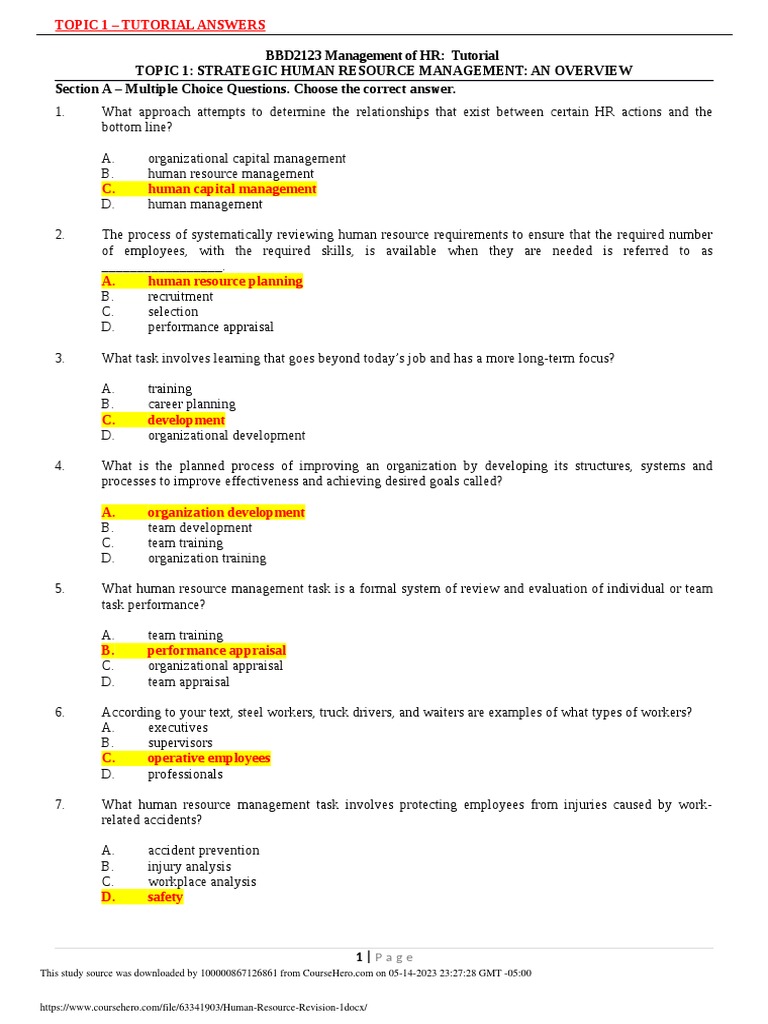 Human Resource Revision 1 | PDF | Human Resource Management | Human ...