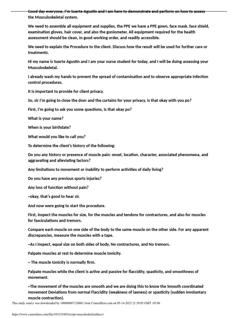 Script Musculoskeletal | PDF