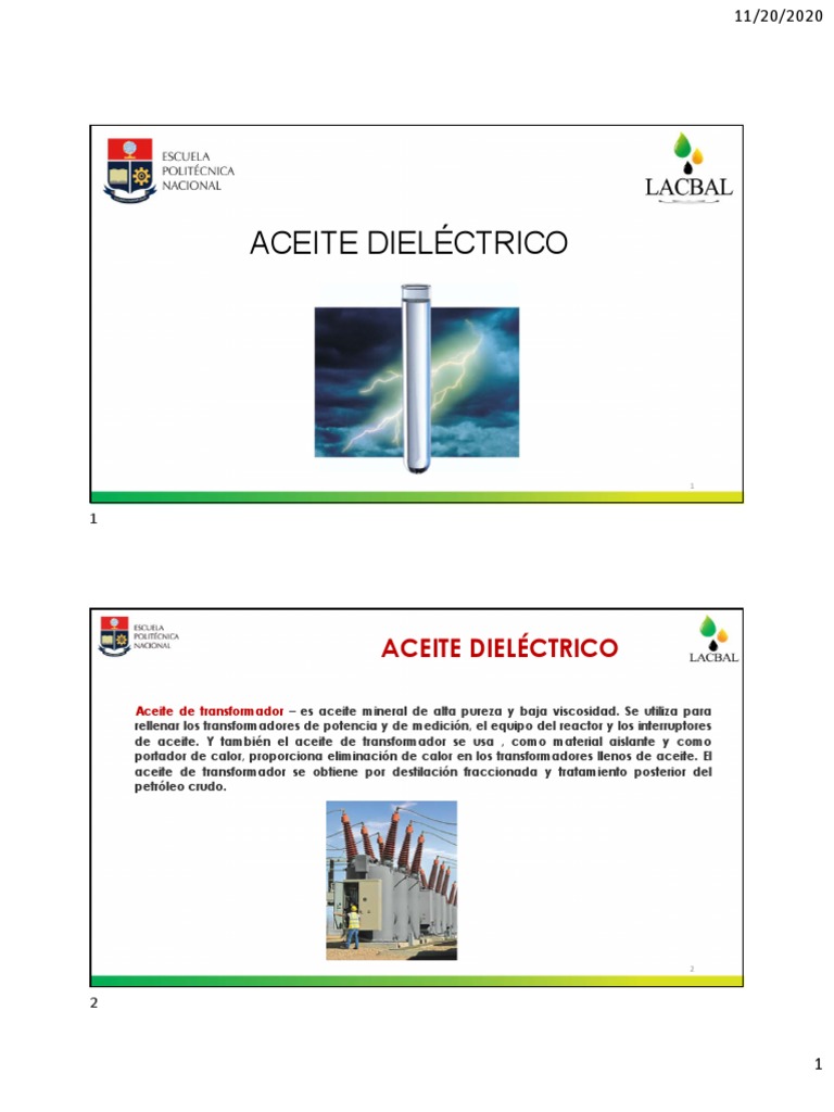 Aceite Dielectrico PDF | PDF | Transformador | Petróleo