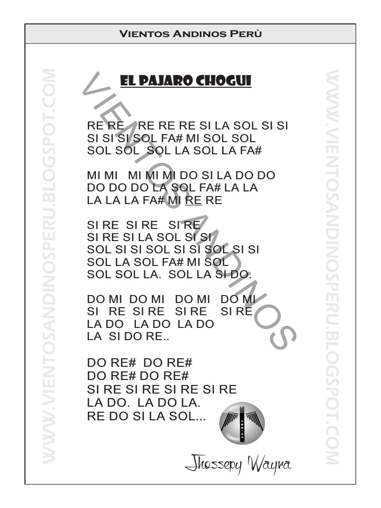 Letra y acordes del Pájaro Chogui | PDF