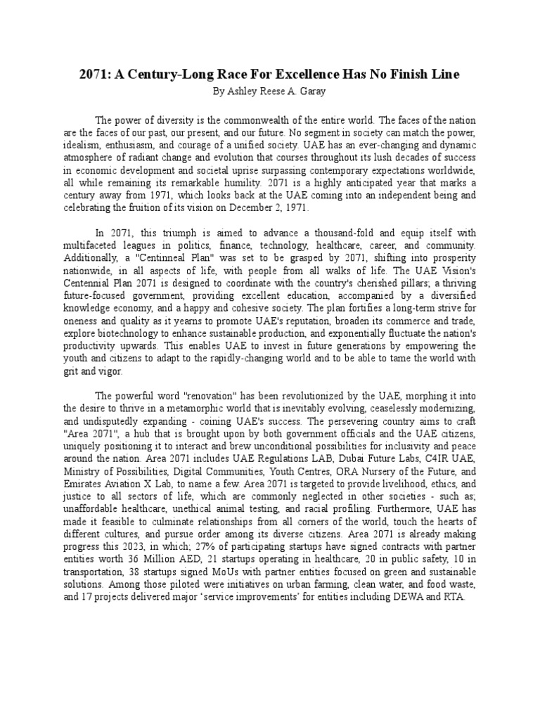 Ashley Garay UD Essay For UAE 2071 | PDF | United Arab Emirates | Economies