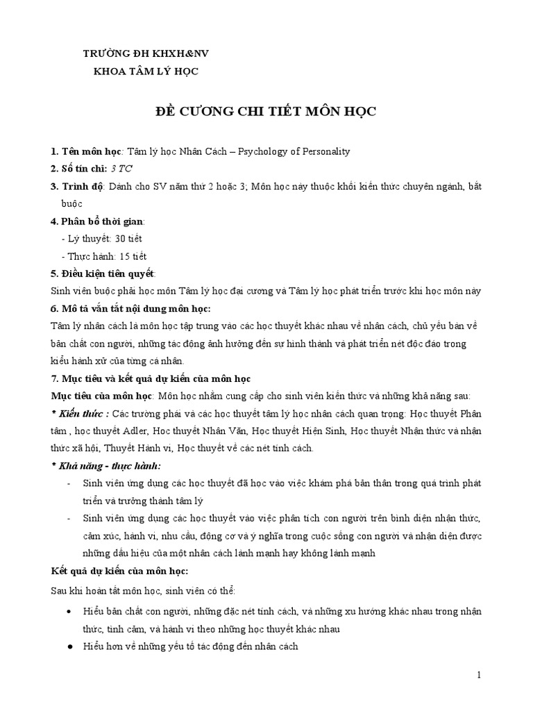 (TLHCB) - Tam Ly Hoc Nhan Cach - TS Nga | PDF