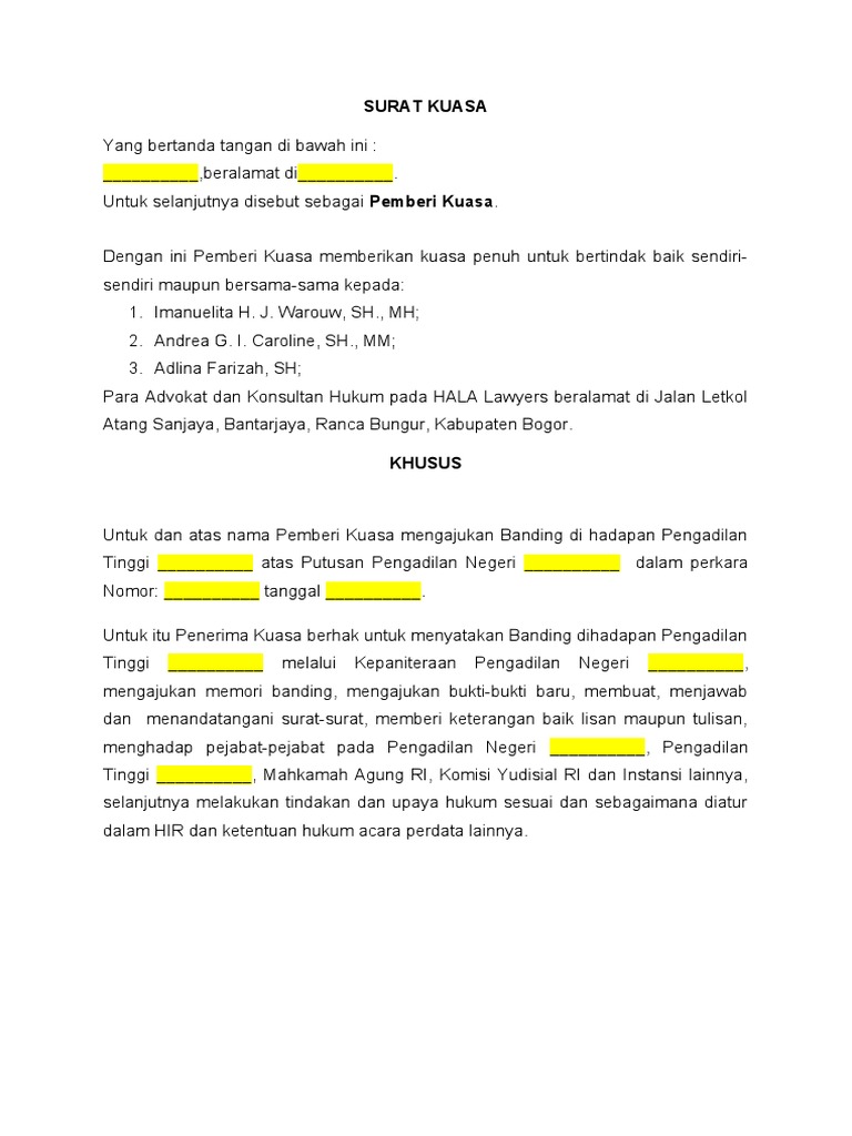 DRAFT SURAT KUASA BANDING.docx | PDF