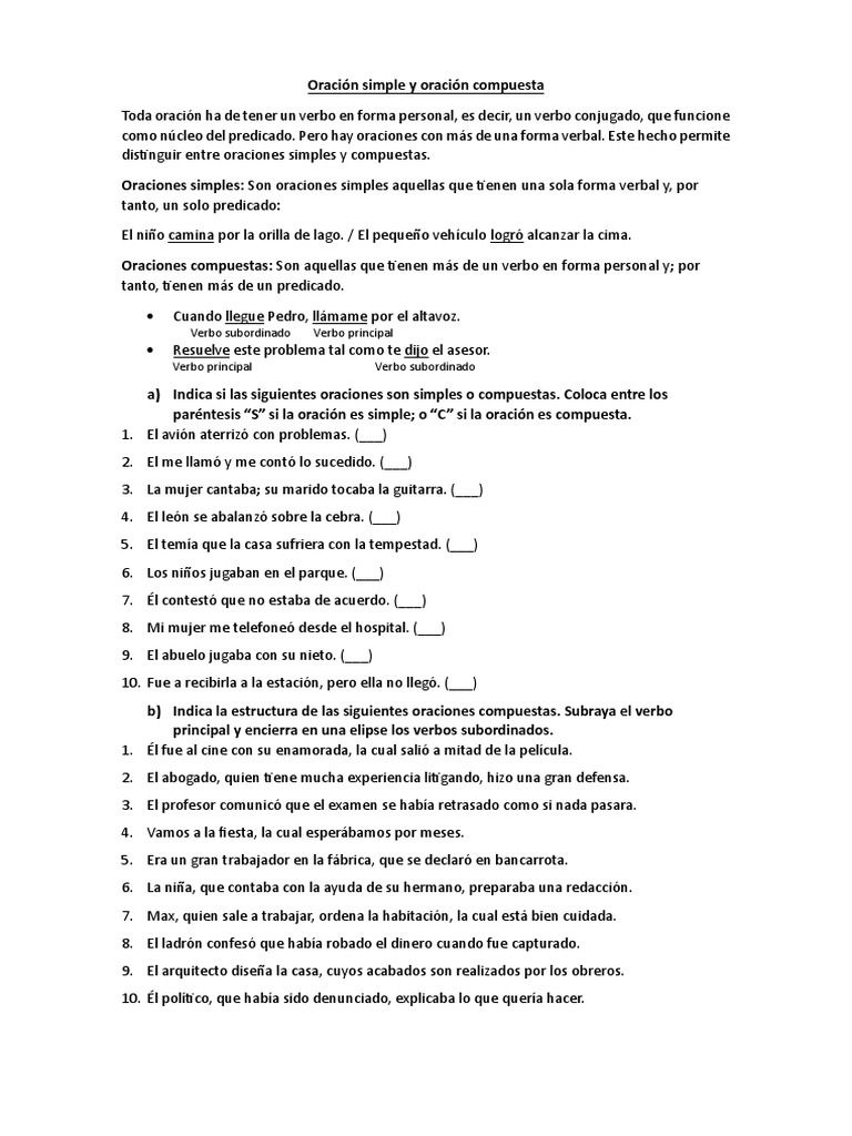 Ora Simpl - Comp - Ejercicios | PDF