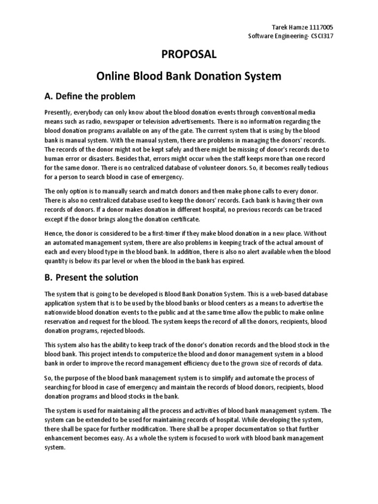 Proposal Phase 1 | PDF | Blood Donation | System