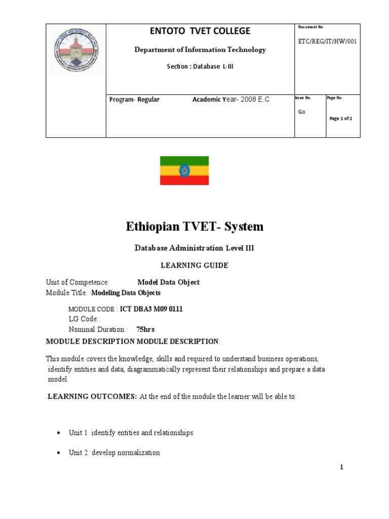 Information Sheet Model Data Object DB | PDF