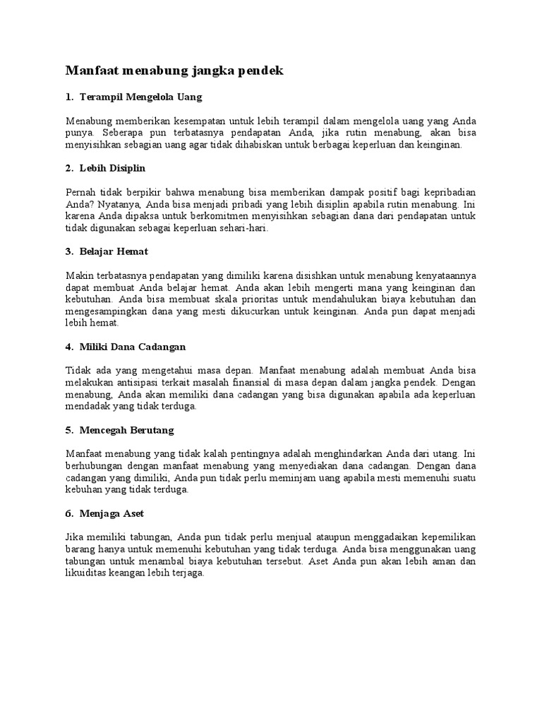 Manfaat Menabung | PDF