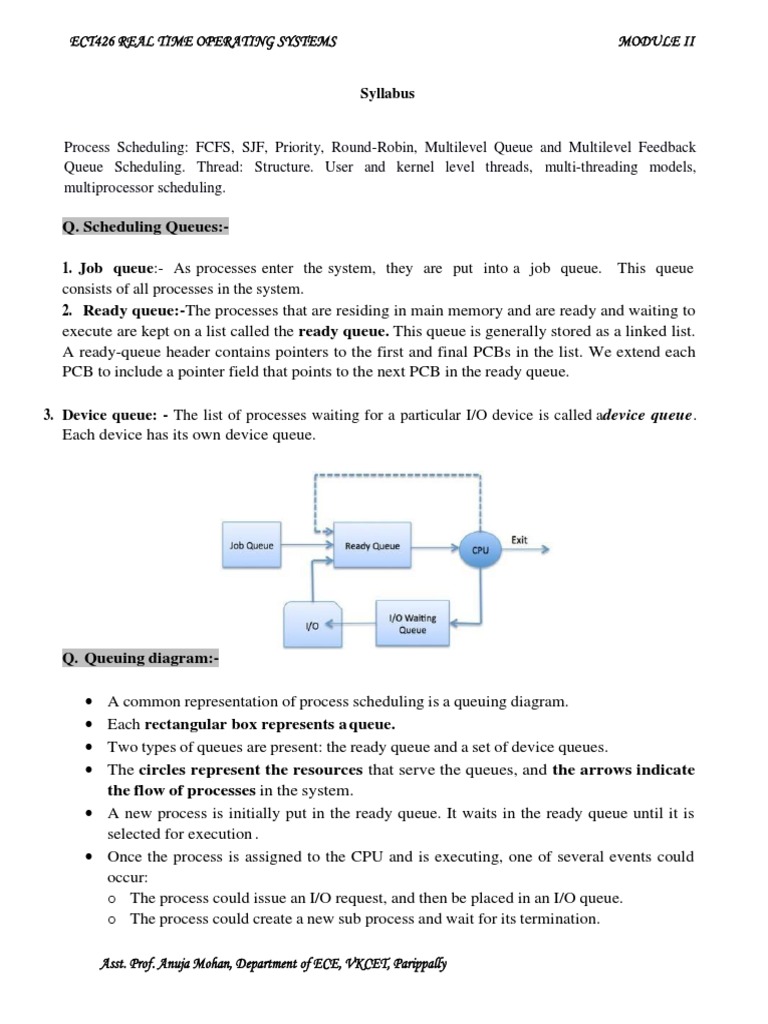 Rtos Module 2 Notes PDF | PDF | Scheduling (Computing) | Thread (Computing)