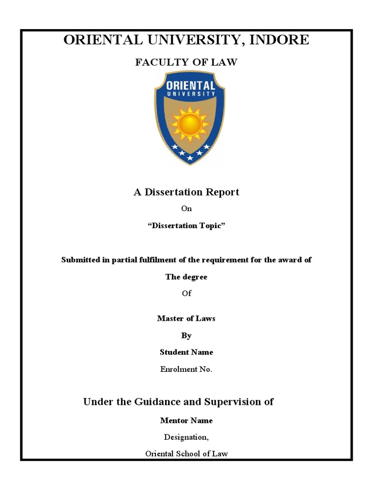 Cover Page For Dissertation-1 | PDF | Thesis | Law School