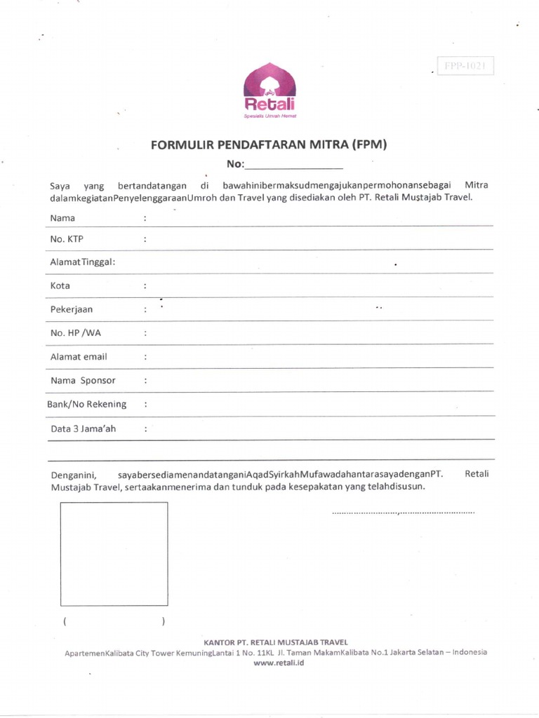 Formulir Pendaftaran Mitra | PDF