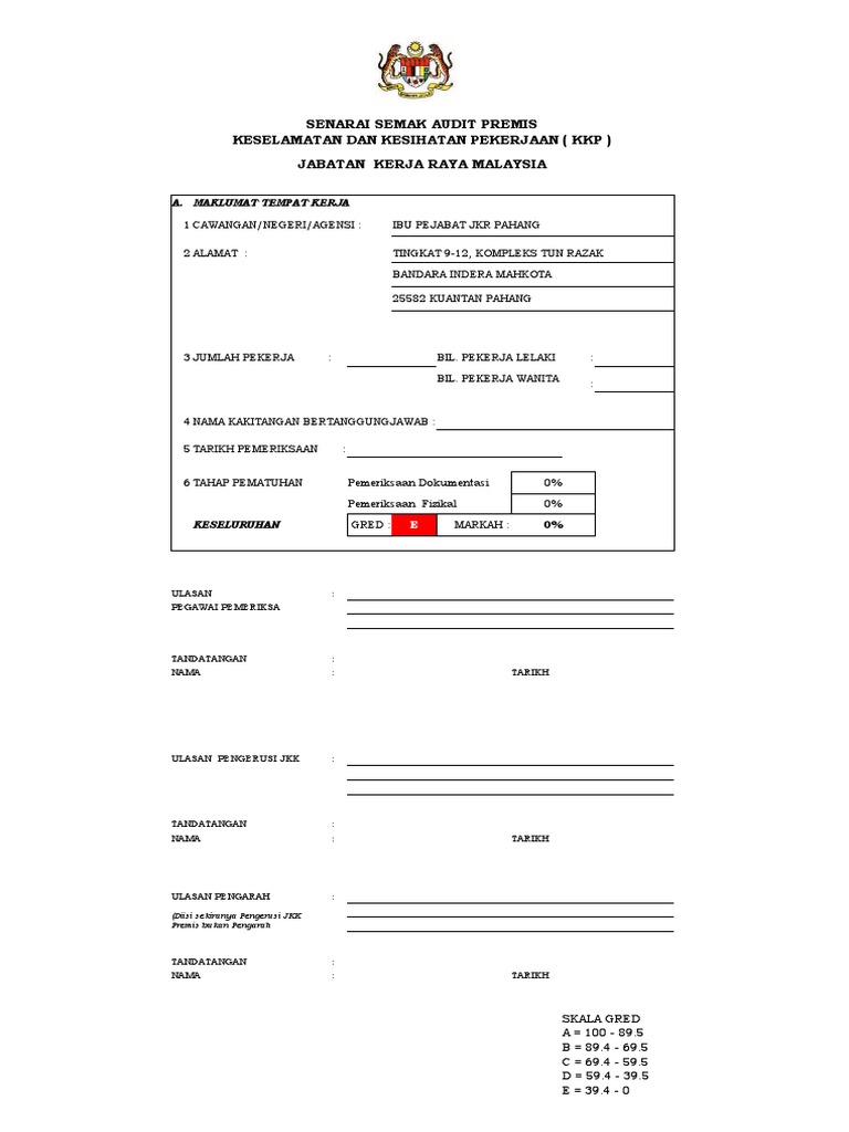 Borang OSHWA JKR CKMN | PDF