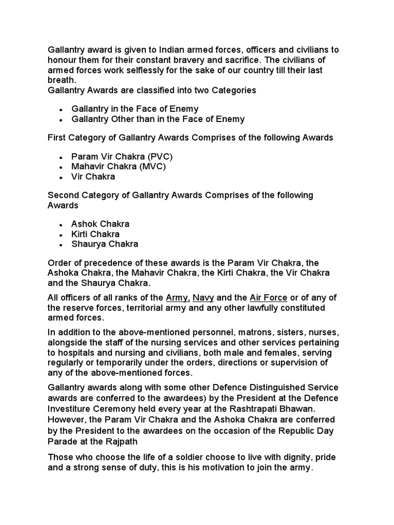 Gallantry Award | PDF