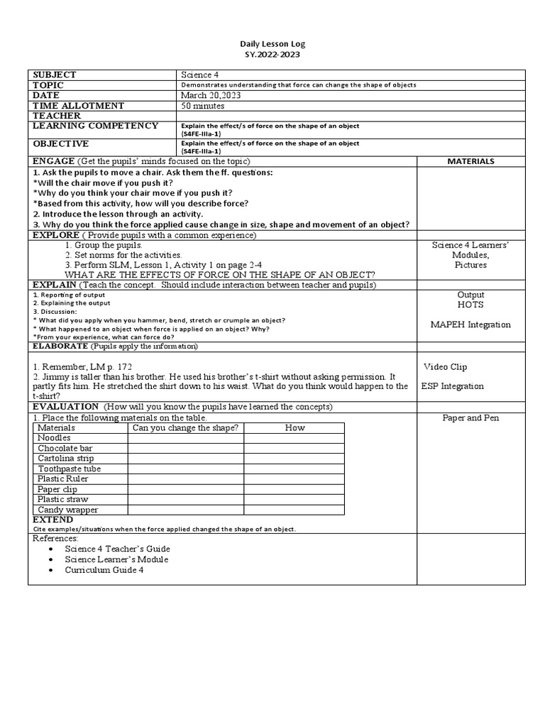 DLL - Force-Effect Shape | PDF | Learning | Force