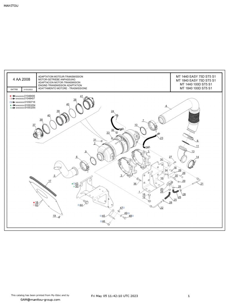 MANITOU Catalog Listing Parts for Adapting Engine and Transmission ...