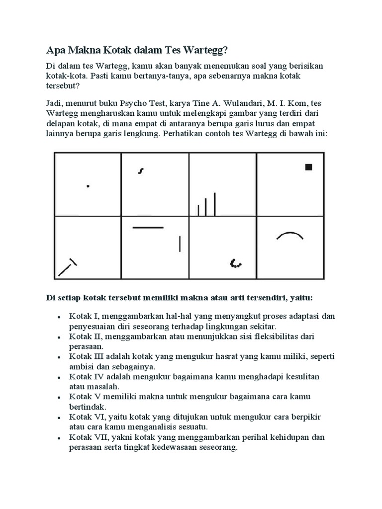 Makna Kotak dalam Tes Wartegg | PDF | Karier & Perkembangan ...