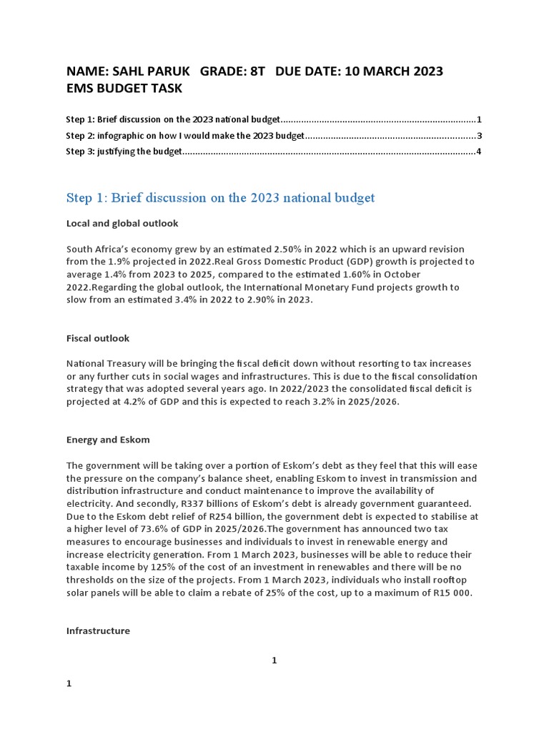EMS Budget Task | Download Free PDF | Taxes | Government Budget Balance