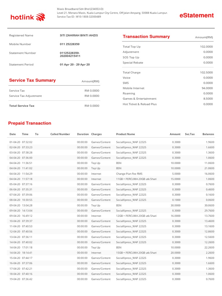 Estatement PDF | PDF | Telecommunications | Service Industries