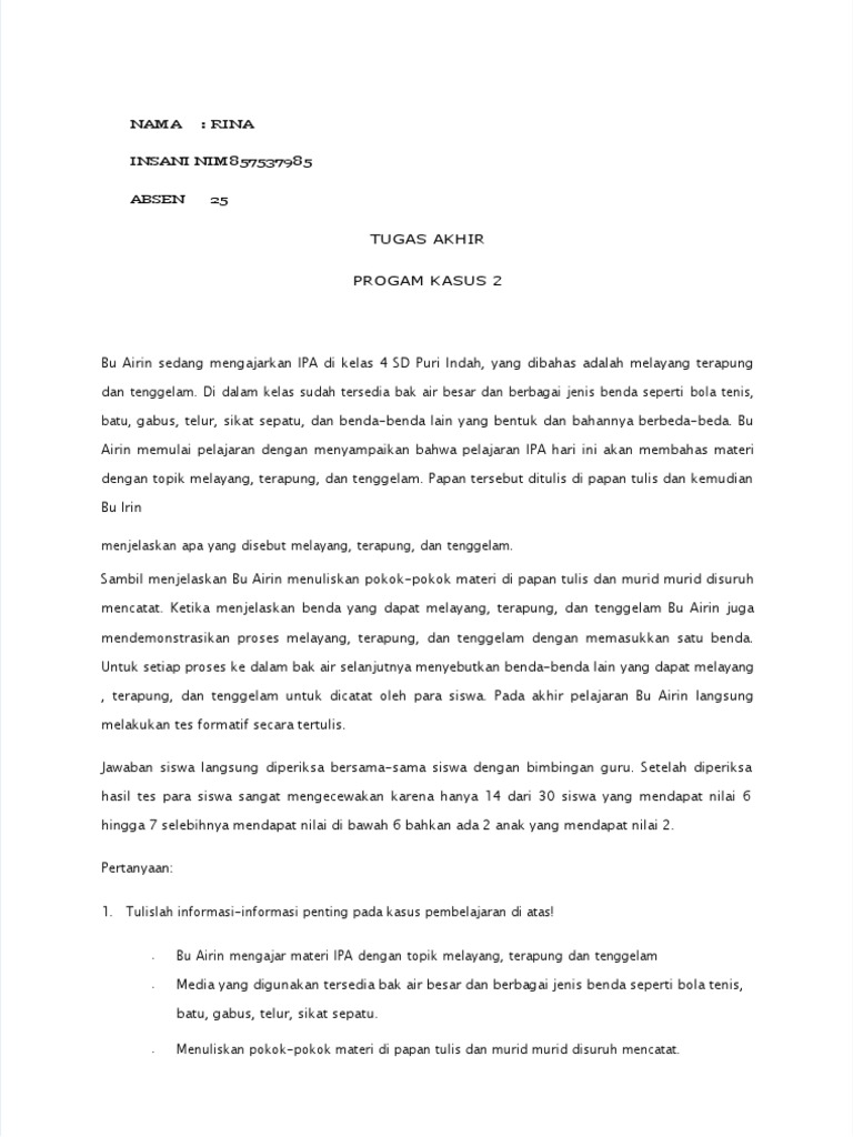 PDF Contoh Kasus 2 Matkul Tap | PDF