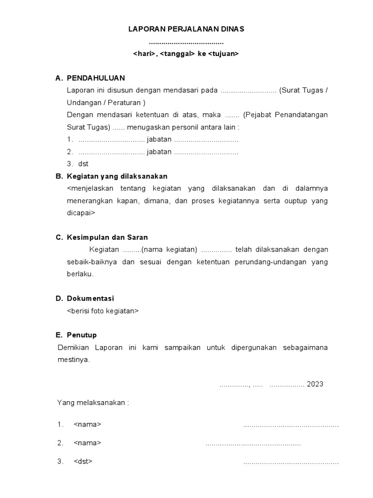 Format Laporan Perjadin | PDF