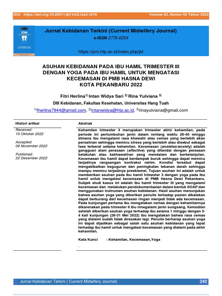 Jurnal Kebidanan Terkini (Current Midwifery Journal) : Fitri Herlina ...