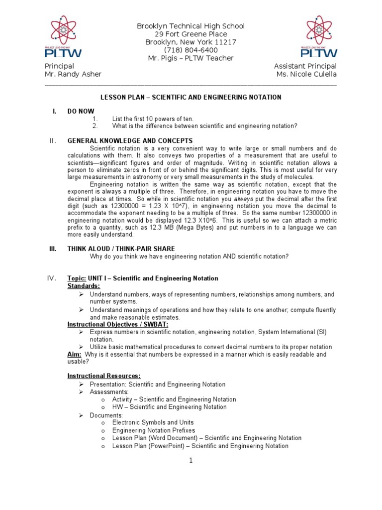 Lesson Plan - Scientific and Engineering Notation | PDF | Significant ...