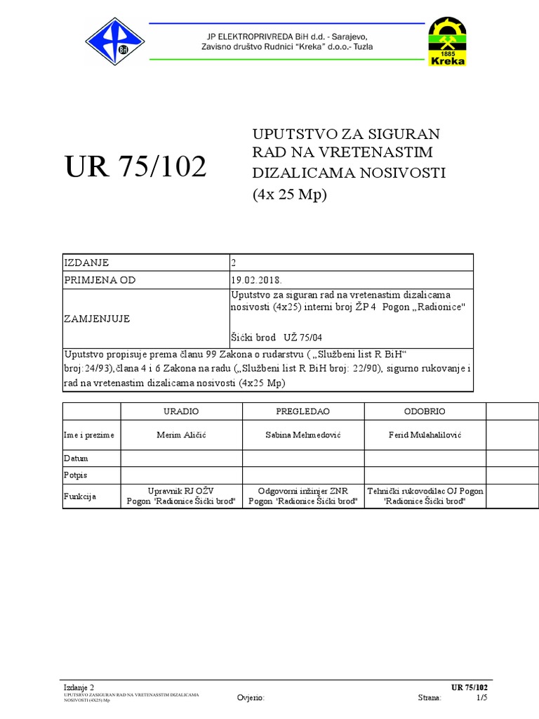Uputstvo Za Rad Vreten. Dizalicama 4 | PDF
