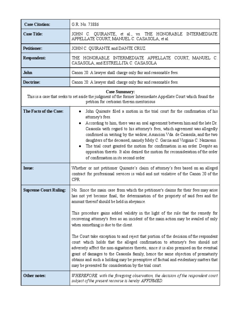 12 - Quirante v. IAC - Angeles | PDF | Attorney's Fee | Government