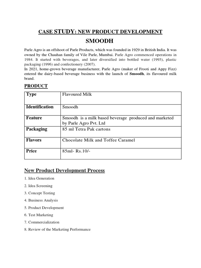 Study Smoodh: Case: New Product Development | PDF