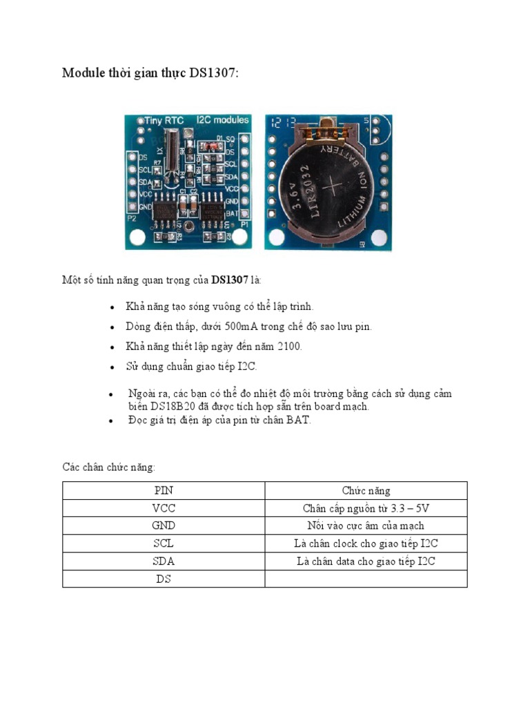Module TH I Gian TH C DS1307 | PDF