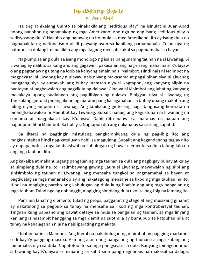 Tanikalang Guinto | PDF