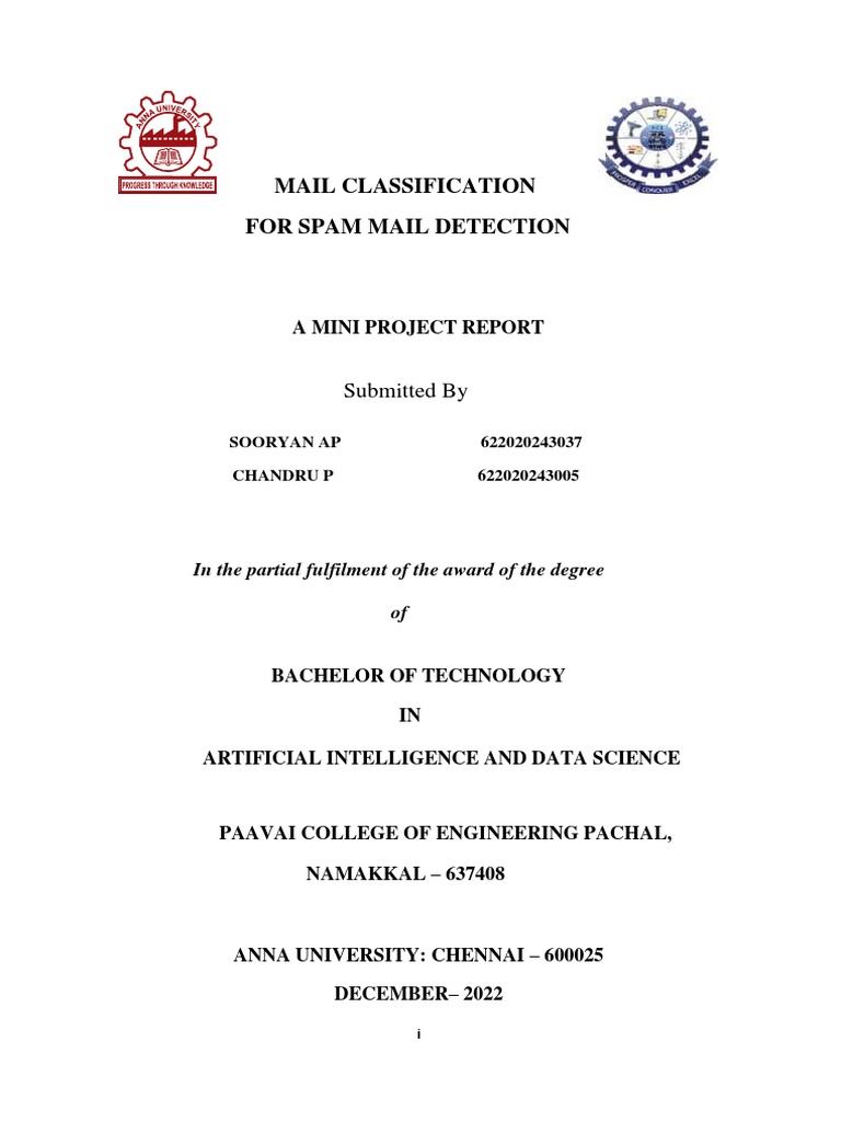 Final Report Spam Mail Detection 34 | PDF | Machine Learning | Statistical Classification