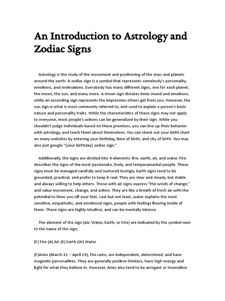 An Introduction To Astrology and Zodiac Signs | PDF