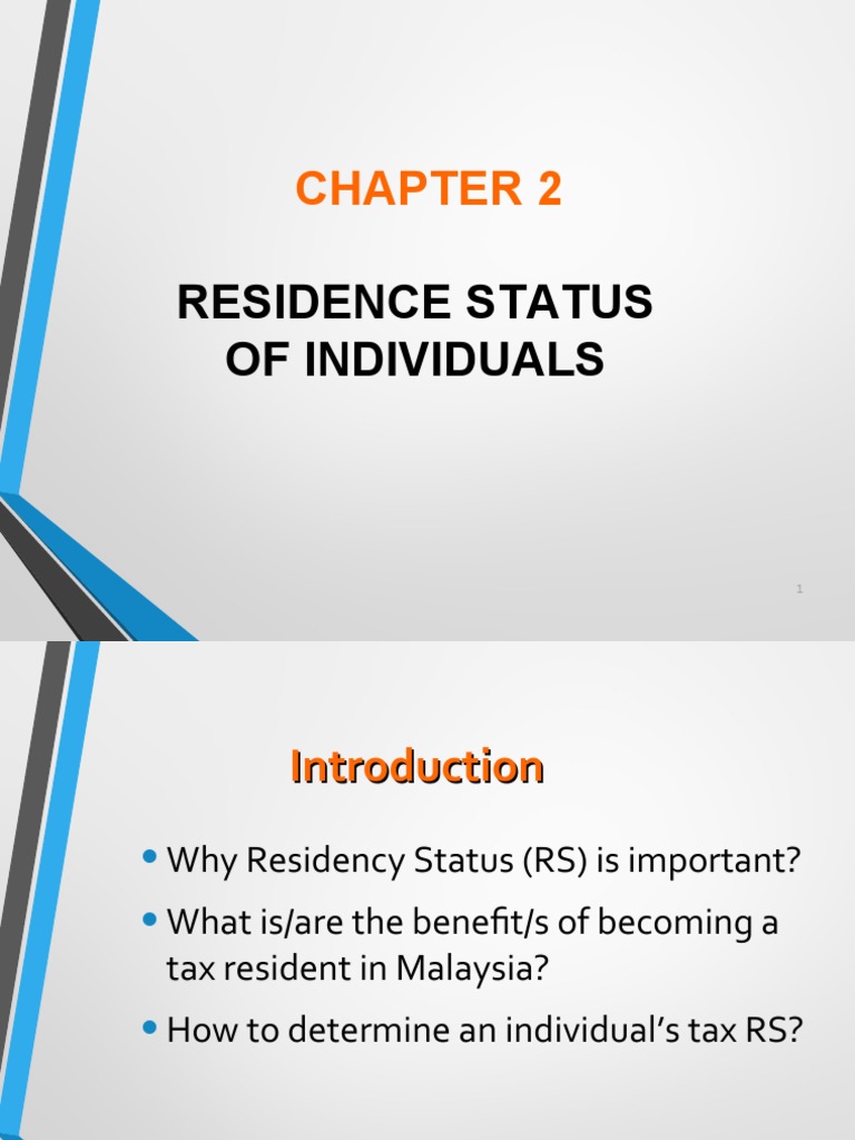 Chapter 2 Resident Status | PDF | Tax Refund | Taxes