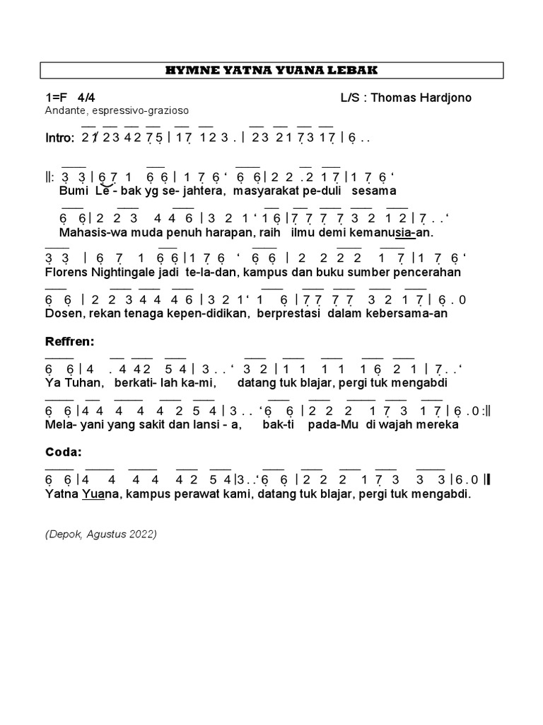Hymne Yatna Yuana Lebak | PDF