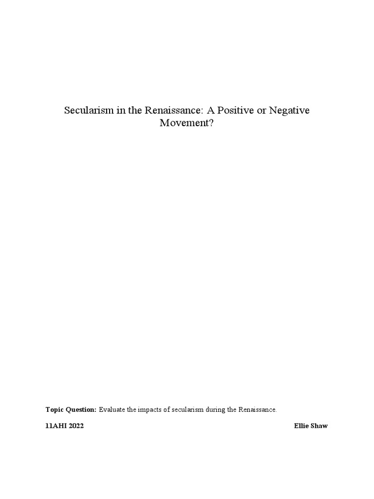 Secularism in The Renaissance | PDF | Secularism | Renaissance