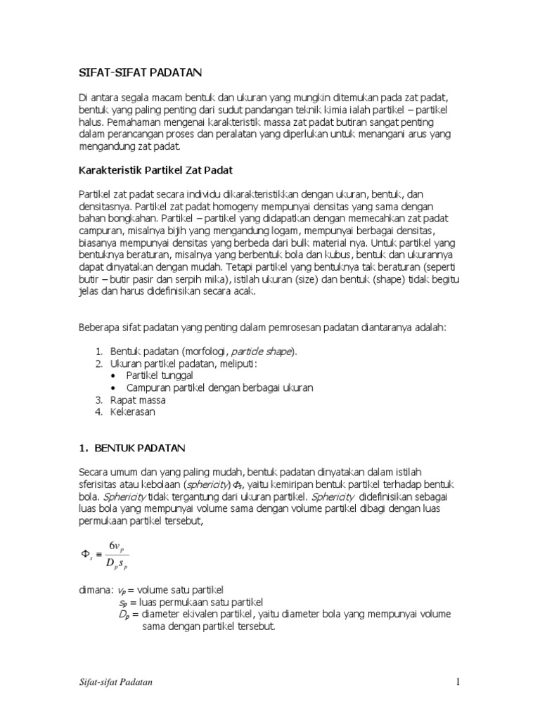 Sifat Partikel Padatan | PDF