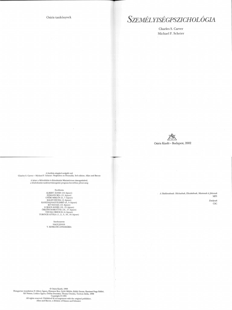 Személyiségpszichológia Carver És Scheier | PDF