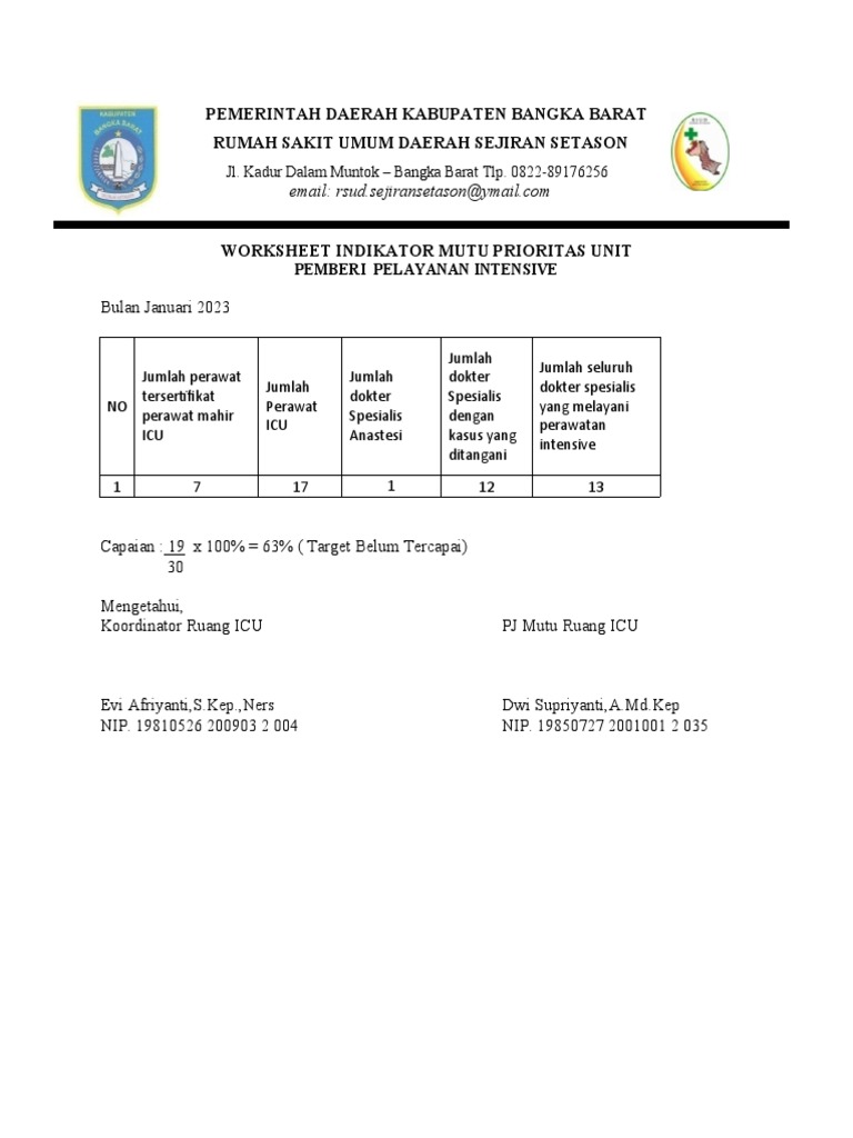 Worksheet Pemberi Pelayanan Intensive | PDF